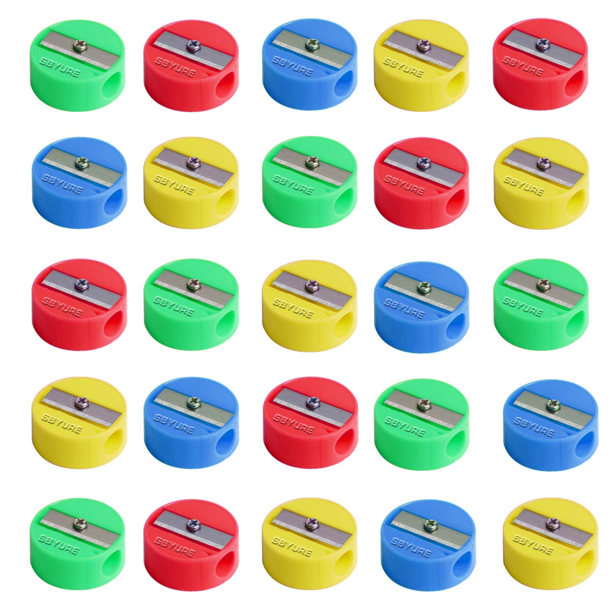 SBYURE 72 Pcs Round Pencil Sharpeners Manual Pencil Sharpener Colorful Plastic Hand Pencil Sharpeners for School Office Home Supplies (Multicolor)