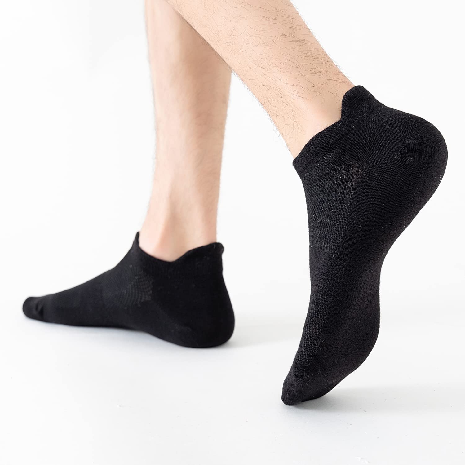 VFM 8 Pairs Ankle Athletic Running Socks for Men Women Low Cut Wicking Sport Cushion Tab Breathable Mesh Socks (8xBlack)