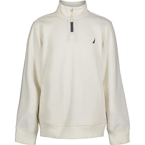 Nautica Boys' Long Sleeve Fleece Quarter Zip Jacket, Vanilla Ice/Pullover, 6