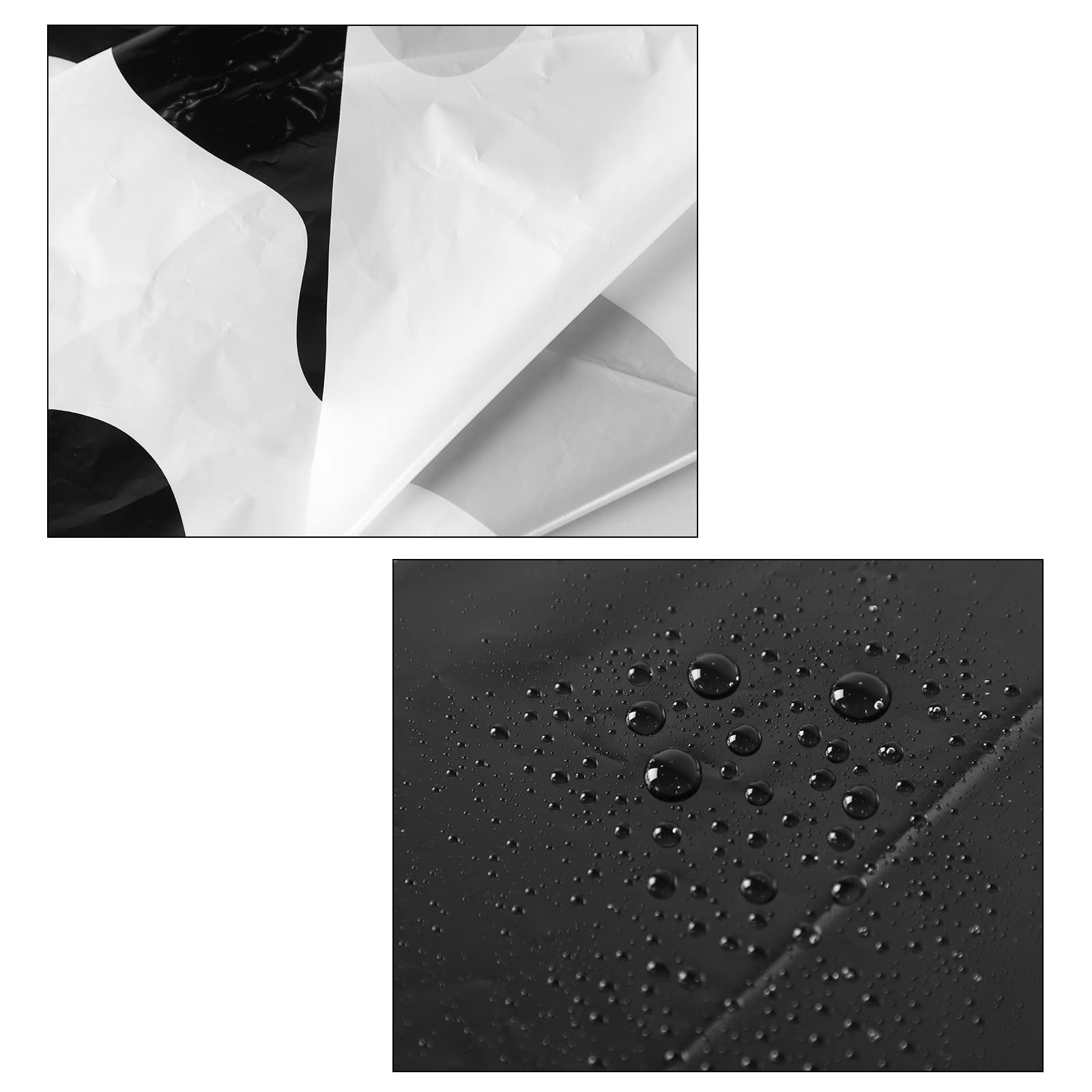 Oudain 6 Pcs 84'' Cow Tablecloth Round Tablecloth Plastic Washable Table Cloth Disposable Stain Resistant Table Cover for Picnic Camping Party Xmas Kitchen Dining Table(Black, Simple Style, 6 Pcs)