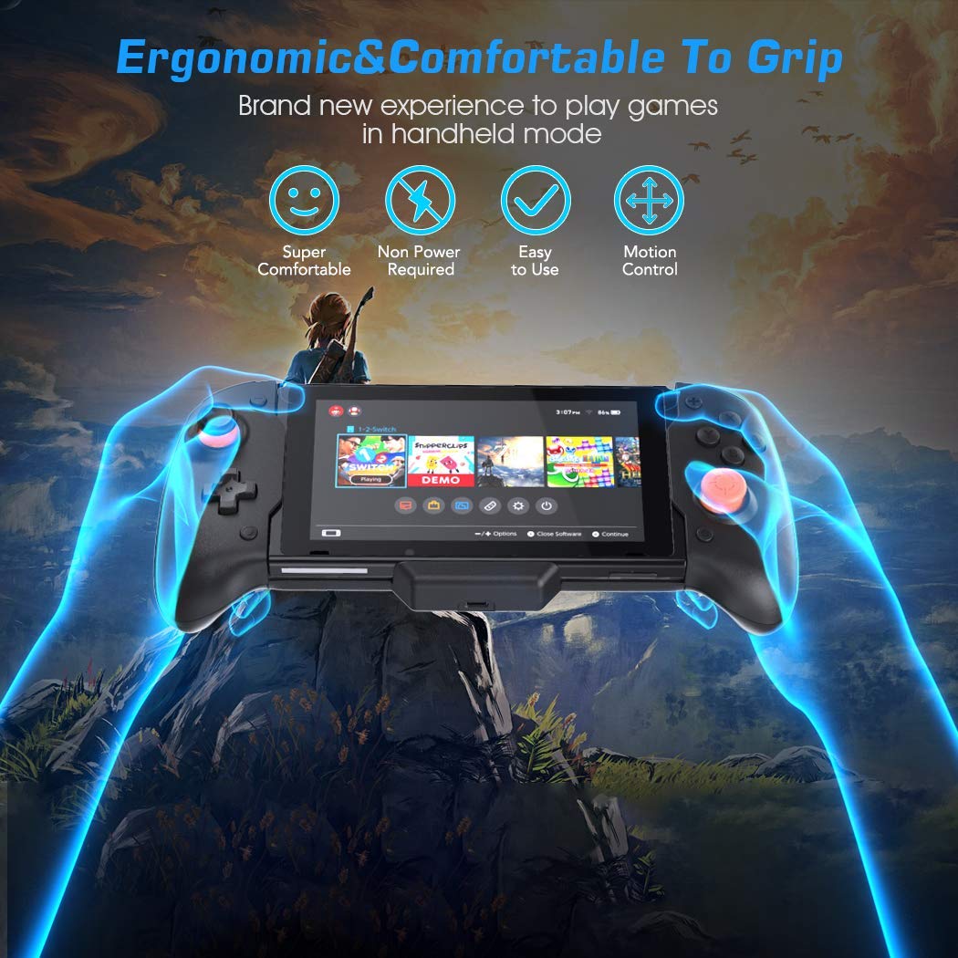 OIVO Switch Controller Grip Compatible with Nintendo Switch, Switch Pro Controller with Comfort Grip, 6 Gyro Axis& Double Motor Vibration for Switch Handheld Mode