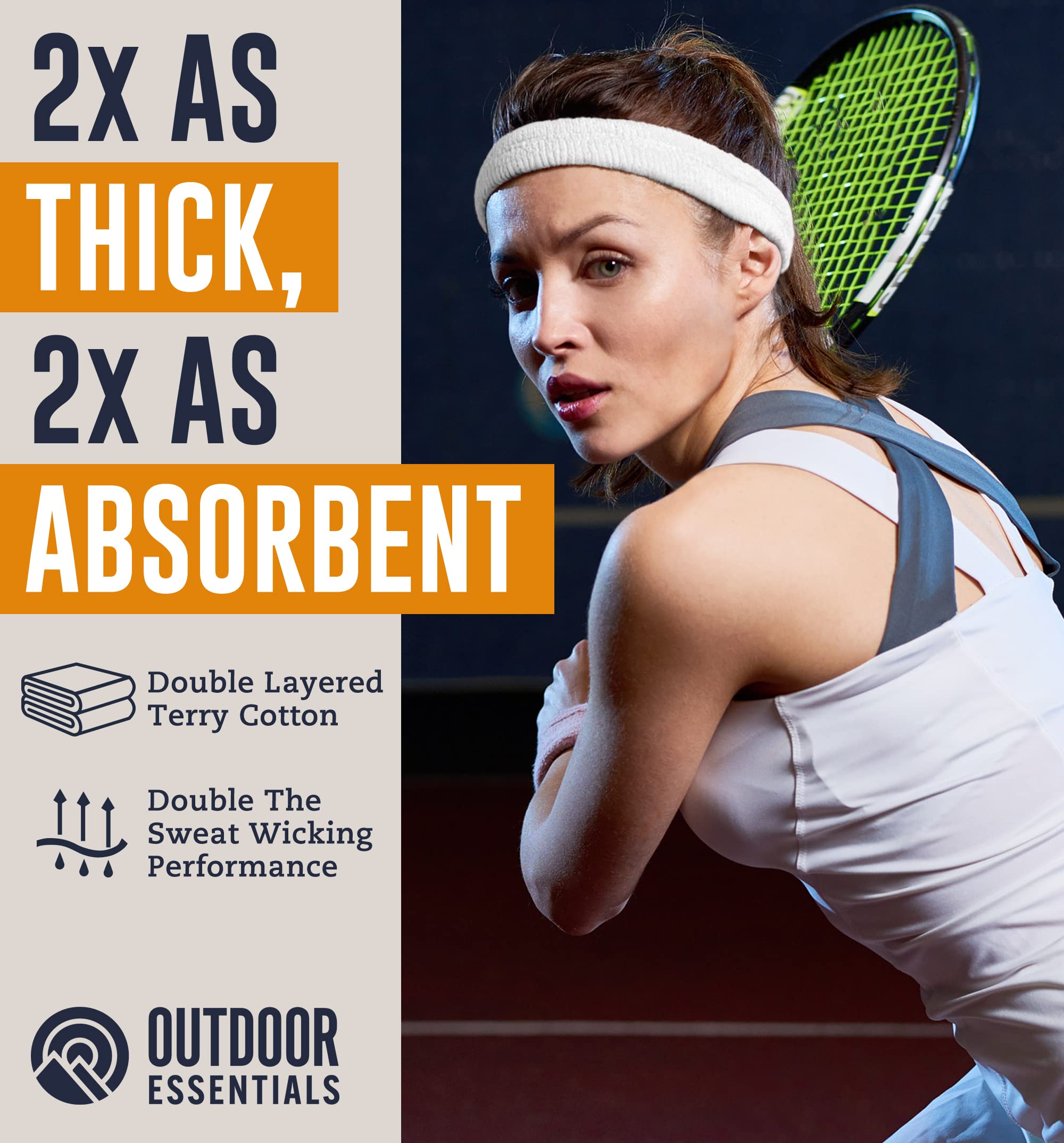 OutdoorEssentials Sweat Bands Headbands Men - Sweatbands for Women - Sports Headband - Sweat Absorbing Headband - Multipack Sweat Head Bands
