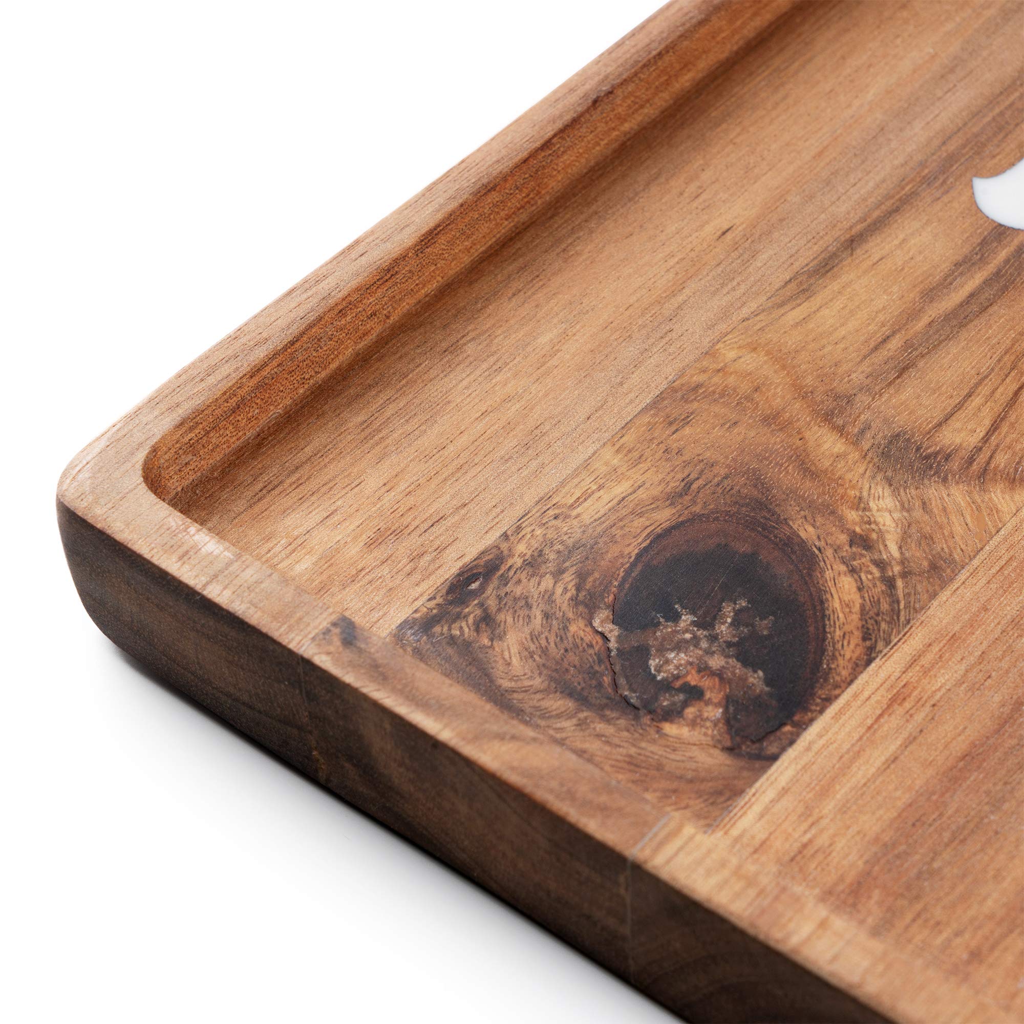 ONGROK Natural Acacia Wood Decorative Tray | Large Rolling Surface, Handmade, Sustainable Wood, Easy to Clean, No Spill (Multi-Stone Design, 9.5" x 9.5")