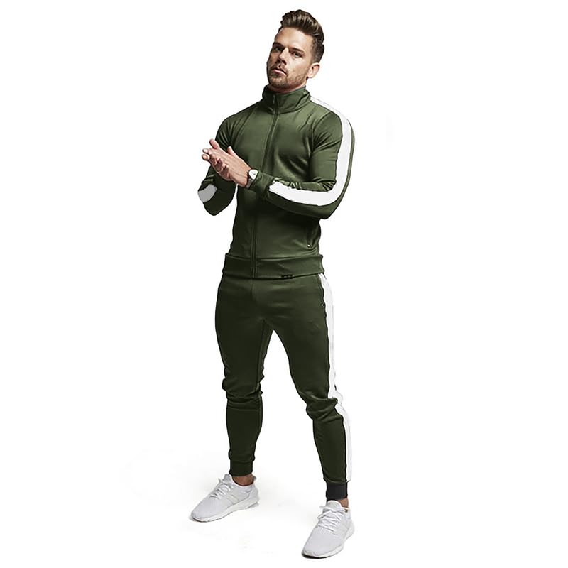 TEZO Men's Casual Active Tracksuits Full Zip Sports Jogging Suits Sets Athletic Running 2 Piece Sweatsuits with Zip Pockets(BK L) Black
