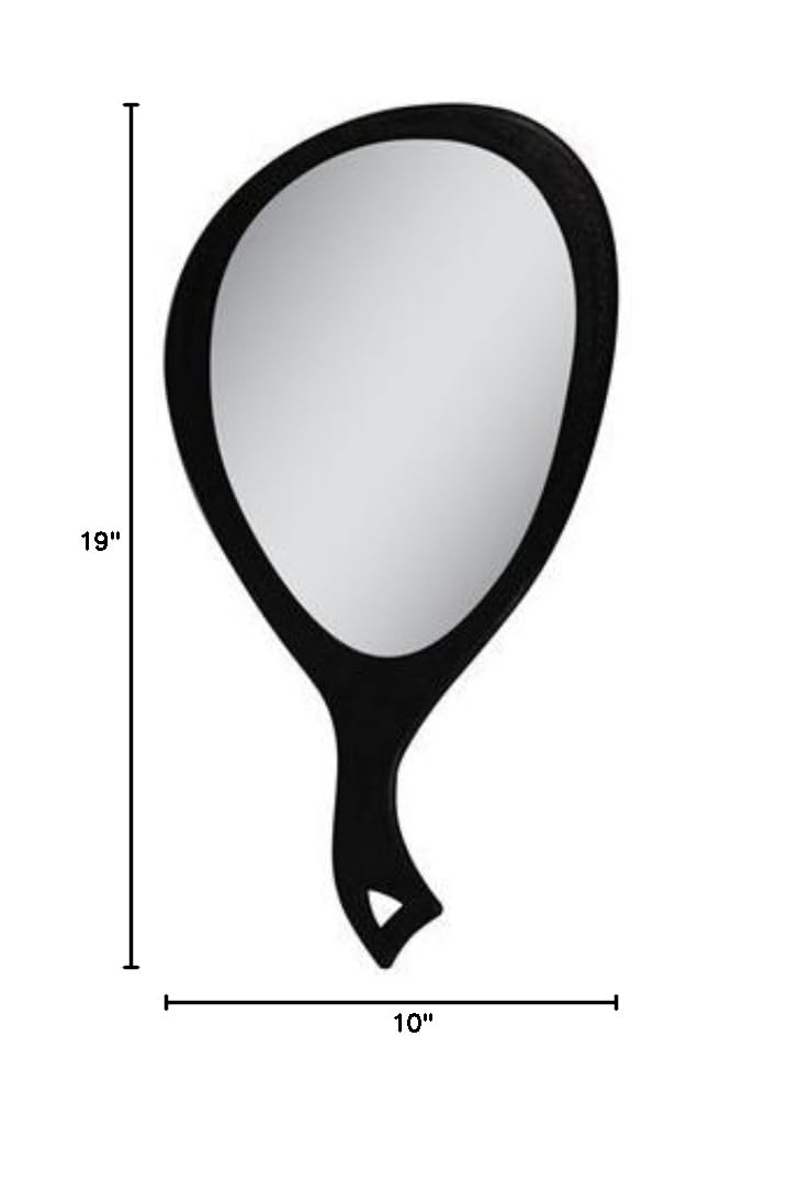 Zadro Large Hand Mirror with Handle Salon Mirrors for Hair Stylist, Big Handheld Mirror Makeup Mirror Wall Mounted Hang (Large: 19" x 10", Black Onyx)