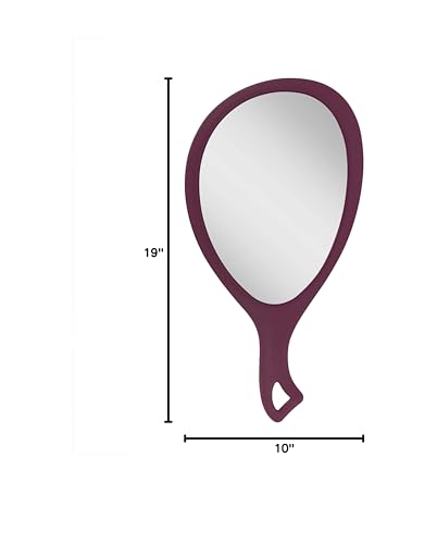Zadro Large Hand Mirror with Handle Salon Mirrors for Hair Stylist, Big Handheld Mirror Makeup Mirror Wall Mounted Hang (Large: 19" x 10", Purple Garnet)