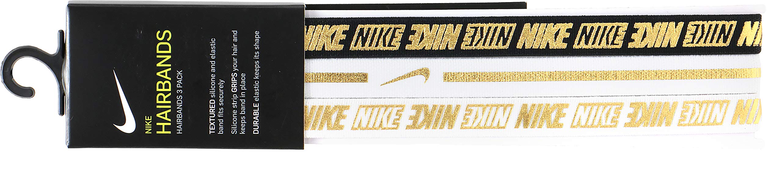 Nike Unisex_Adult Metallic Headbands 3Pk 2.0, whiwhibla, one Size