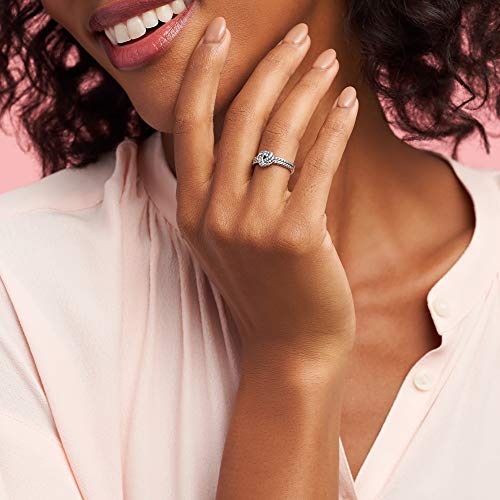 Pandora Jewelry Shimmering Knot Cubic Zirconia Ring in Sterling Silver, Size 7.5