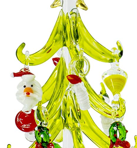 Red Co. 8" Glass Christmas Tree Tabletop Display Decoration with Assorted Glass Ornaments, Holiday Season Decor, Set of 3
