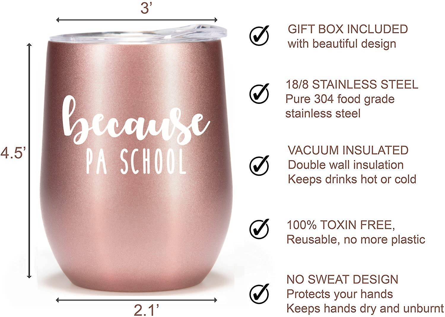 Rock and Llama PA School Gifts for Women - 12oz Tumbler Cup Wine Glass - Funny Gift for Physician Assistants, PA Student Gifts, Graduation, Acceptance, Future Physician Assistant Coffee Mug