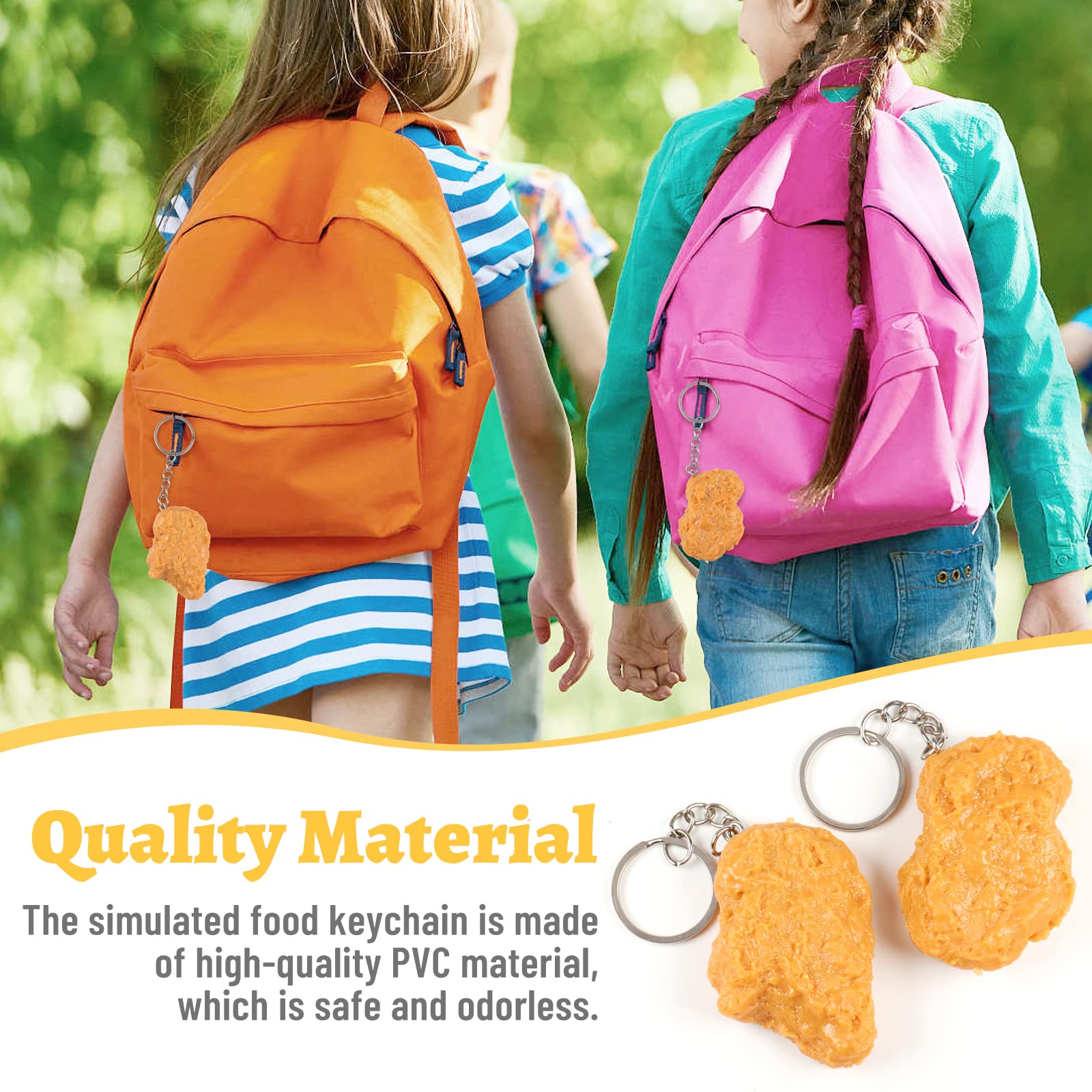 OYANIMO 2 Pcs Fried Chicken Nuggets Keyring Realistic Imitation Food Keychain Creative Keyring Prank Gifts Handbag Purse Car Pendant