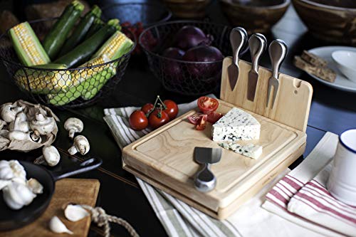 TOSCANA - a Picnic Time brand Asiago Cheese Board and Knife Set, Charcuterie Board Set, Wood Cutting Board with Cheese Knives, (Parawood)