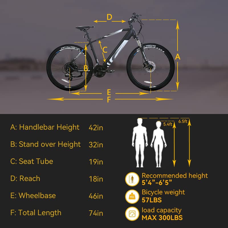 Totem Osprey Electric Bike for Adults, 27.5" Ebike 36V 14Ah Removable Integrated Lithium Battery, E-MTB with 24 Speed Gears, Suntour Hydraulic Lockout Fork