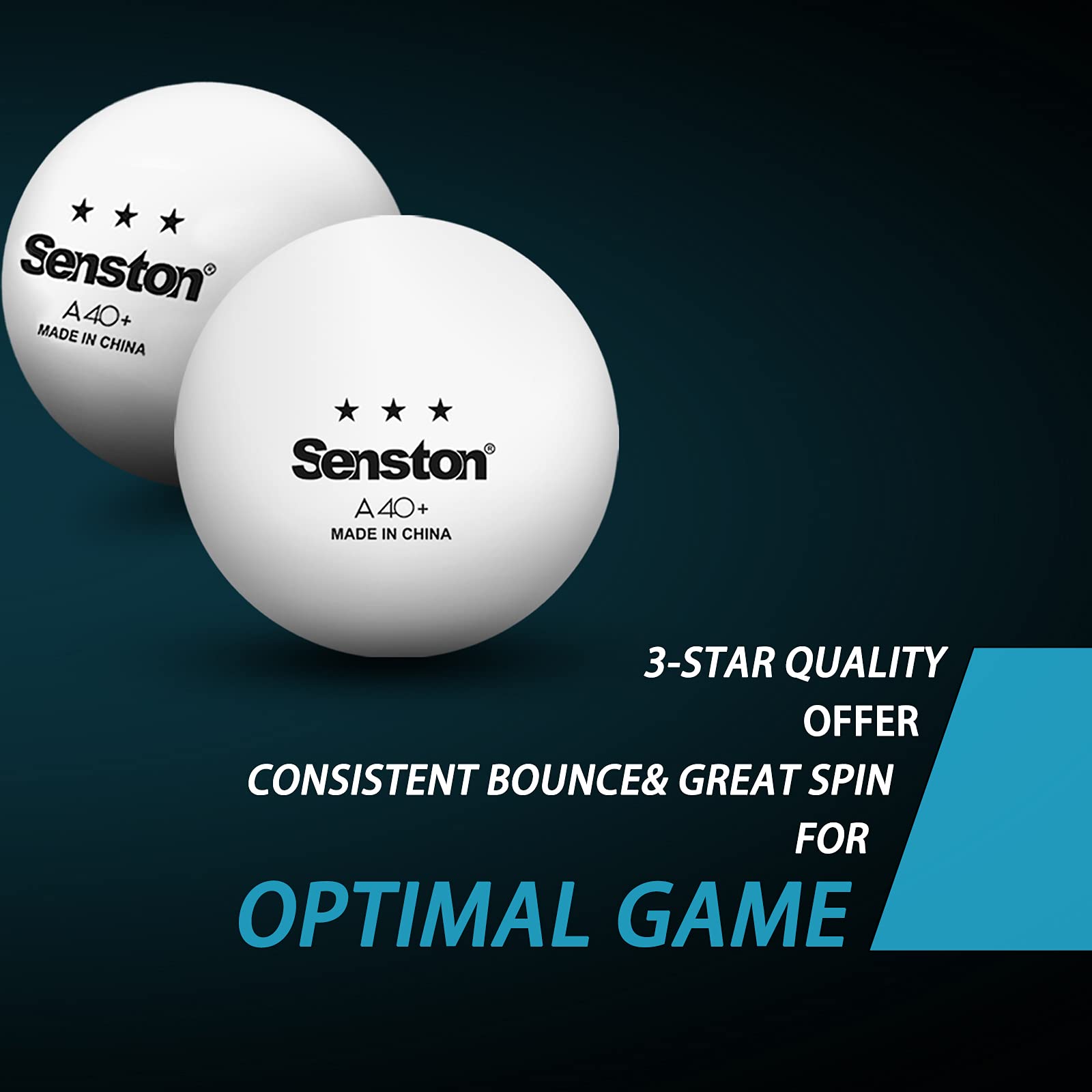 Senston Table Tennis Balls, 3 Star Ping Pong Balls, Official 40mm Size, (Pack of 12 or 24) Advanced Training Ping Ping Balls(White)