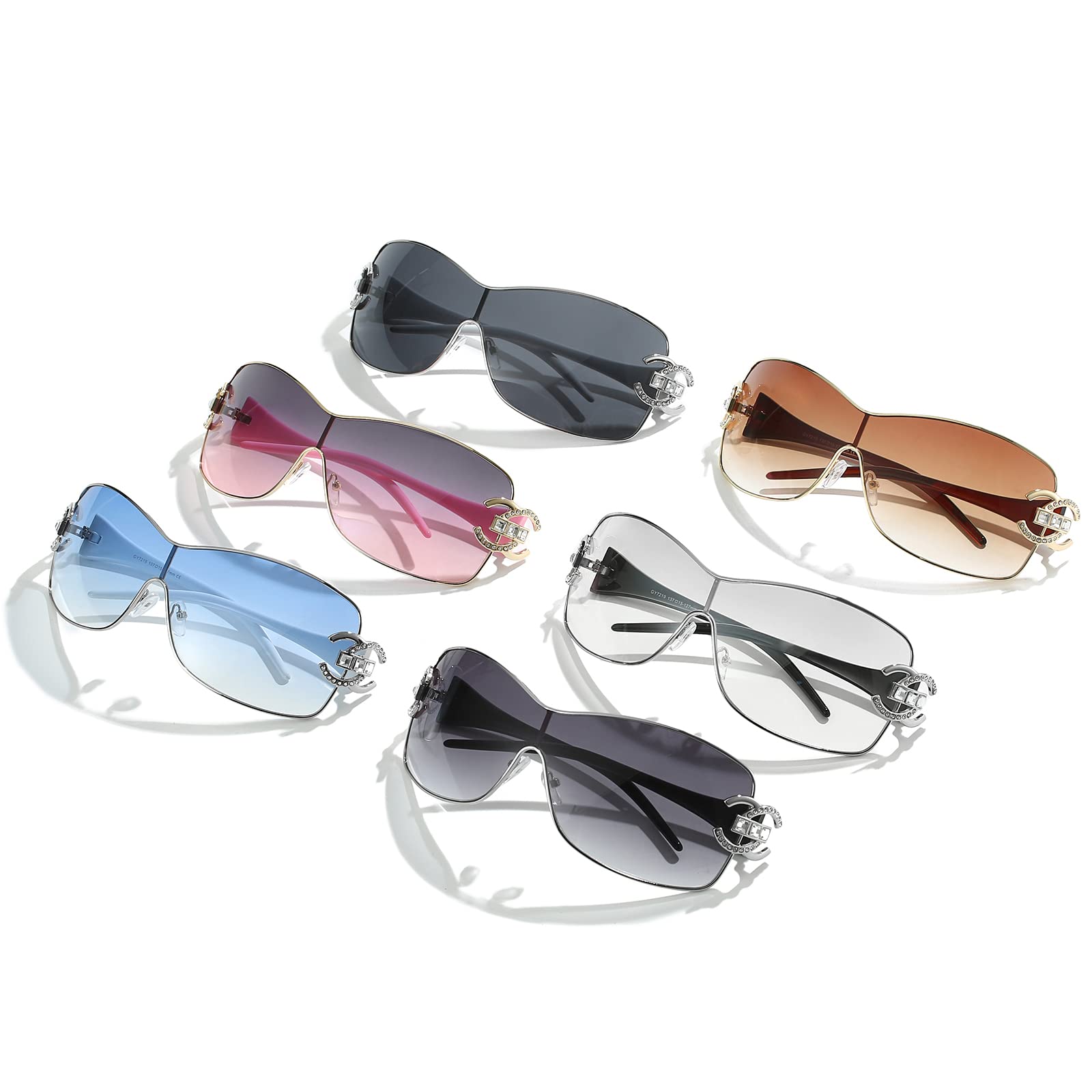 Yimosro Wrap Around Sunglasses for Women Oversized Shades Y2k Sunglasses Gradient Lens Womens Eyewear Brown