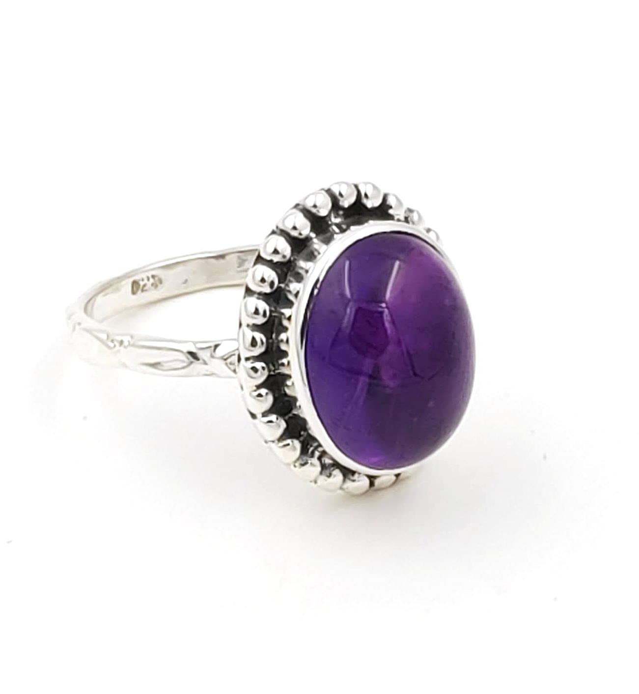Navya Craft Amethyst Stone Silver Ring | 925 Sterling Silver Handmade Statement Promise Ring for Women | Natural Gemstone Boho Jewelry | February Birthstone | Gift for Her Birthday Anniversary