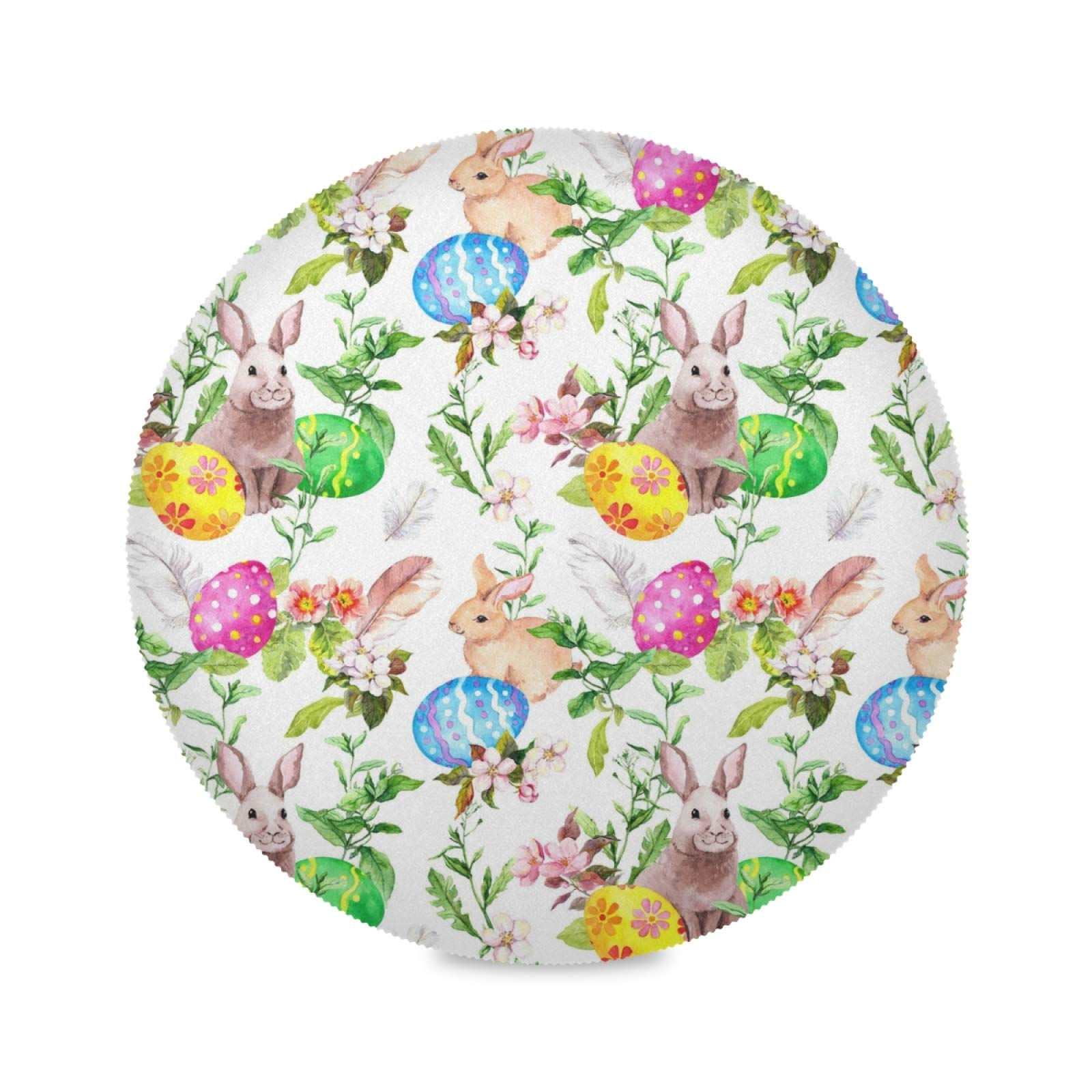 senya Easter Bunny Colored Eggs Round Placemats Set of 6 for Dining Table Heat Insulation Non-Slip Washable Place mats