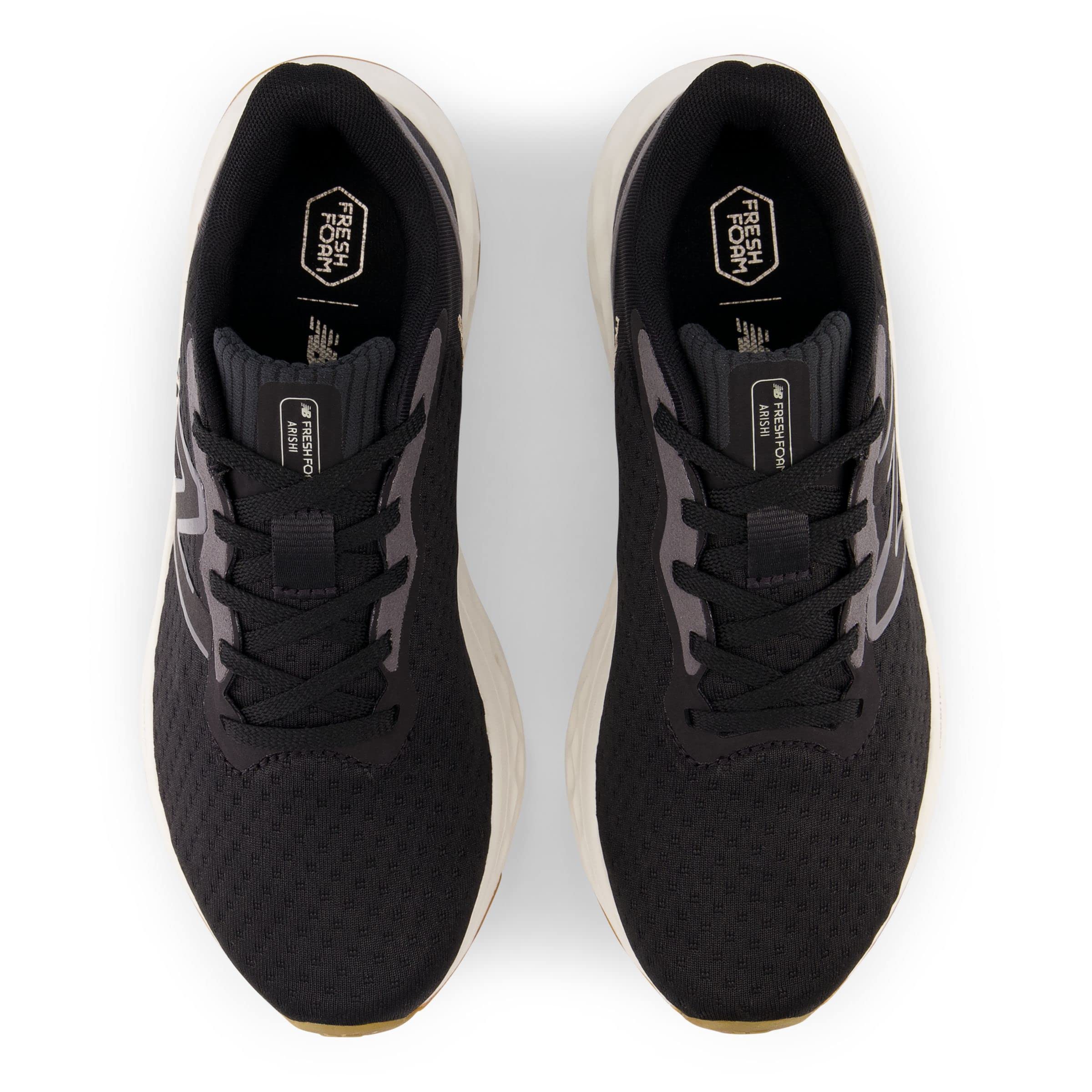 New Balance Women's Fresh Foam Arishi V4 Running Shoe, Black/Light Gold Metallic/Gum 2, 8.5