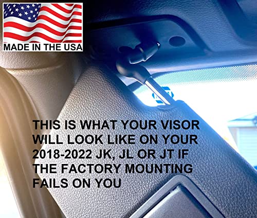 TACCOM Sun Visor clips (2) compatible for Jeep 2018 and newer JK, JL, JT Gladiator and Wrangler- PATENT PENDING