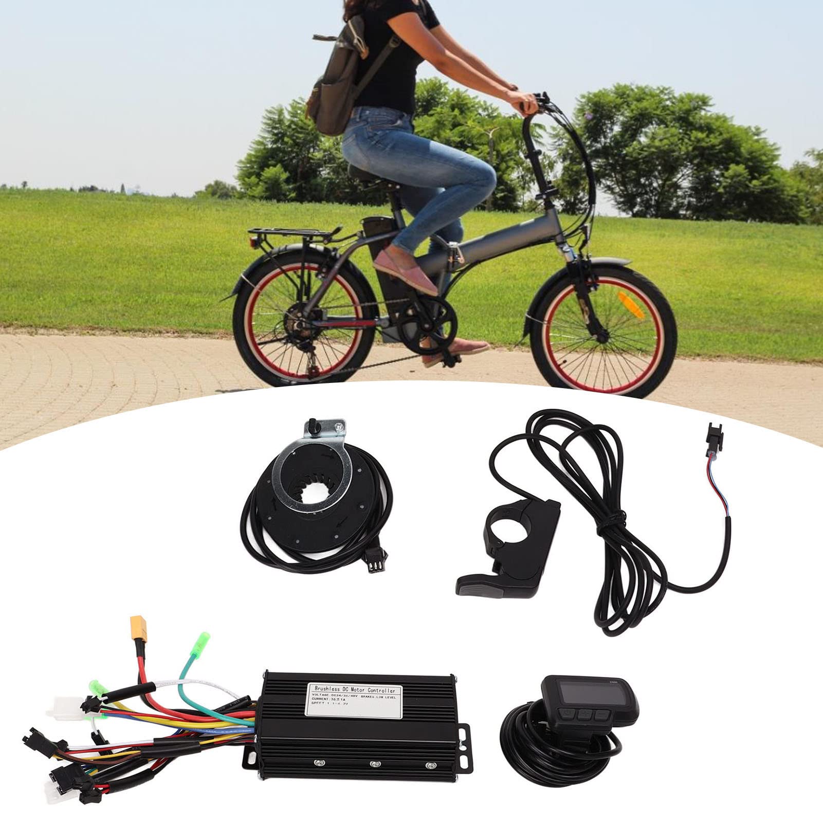 Uxsiya Electric Bike Motor Controller Kit, Electric Motor Controller 24V 36V 48V 500W 750W LCD Meter for DIY for Cyclists