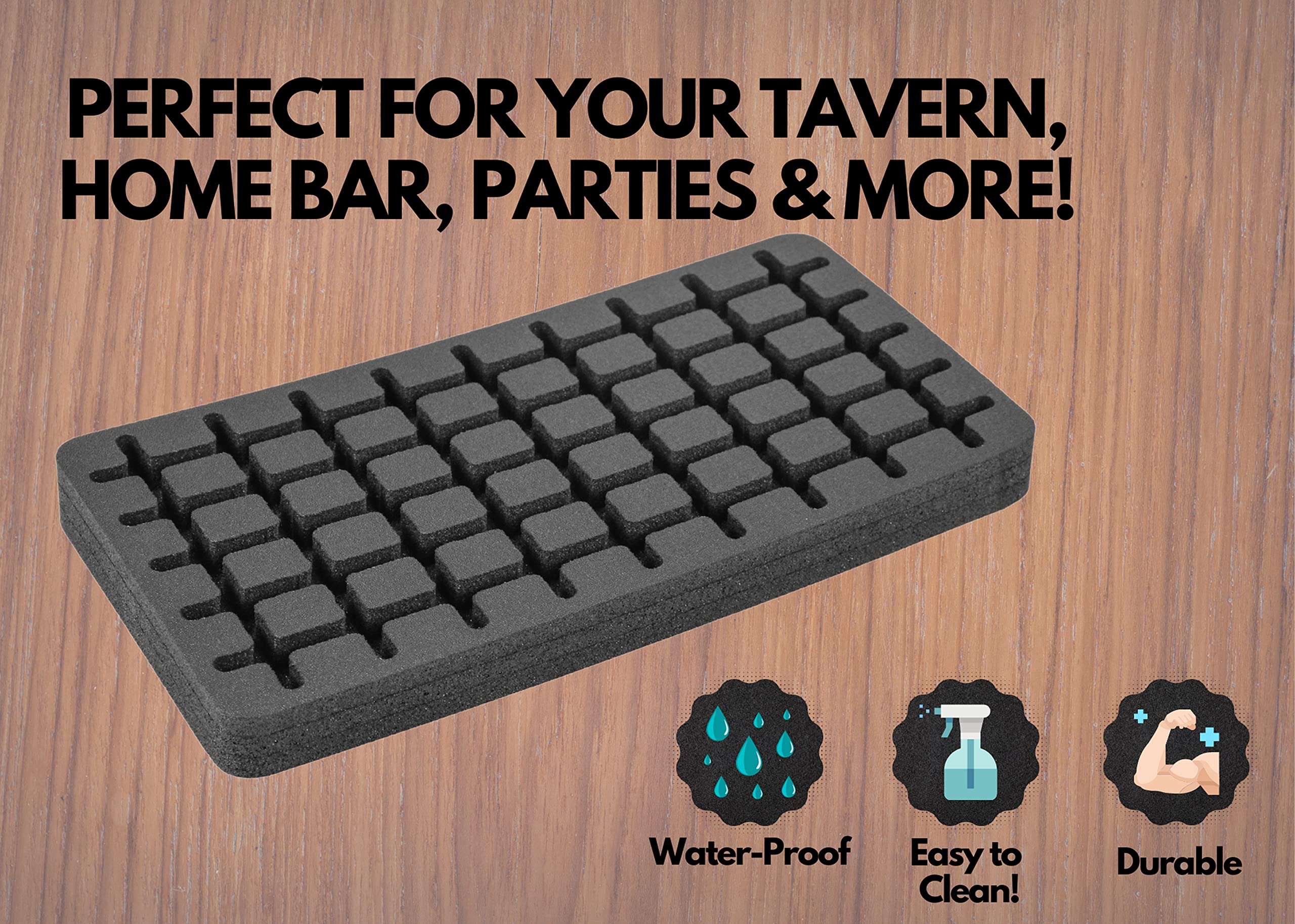 Polar Whale Bar Mat Durable Black Foam Modern Drip Spill Tray for Bar Home Kitchen Club Party Serving Rack Cocktail Professional Drink Mixing Bartender Service Non-Slip Non-Scratch 12 x 6 Inches
