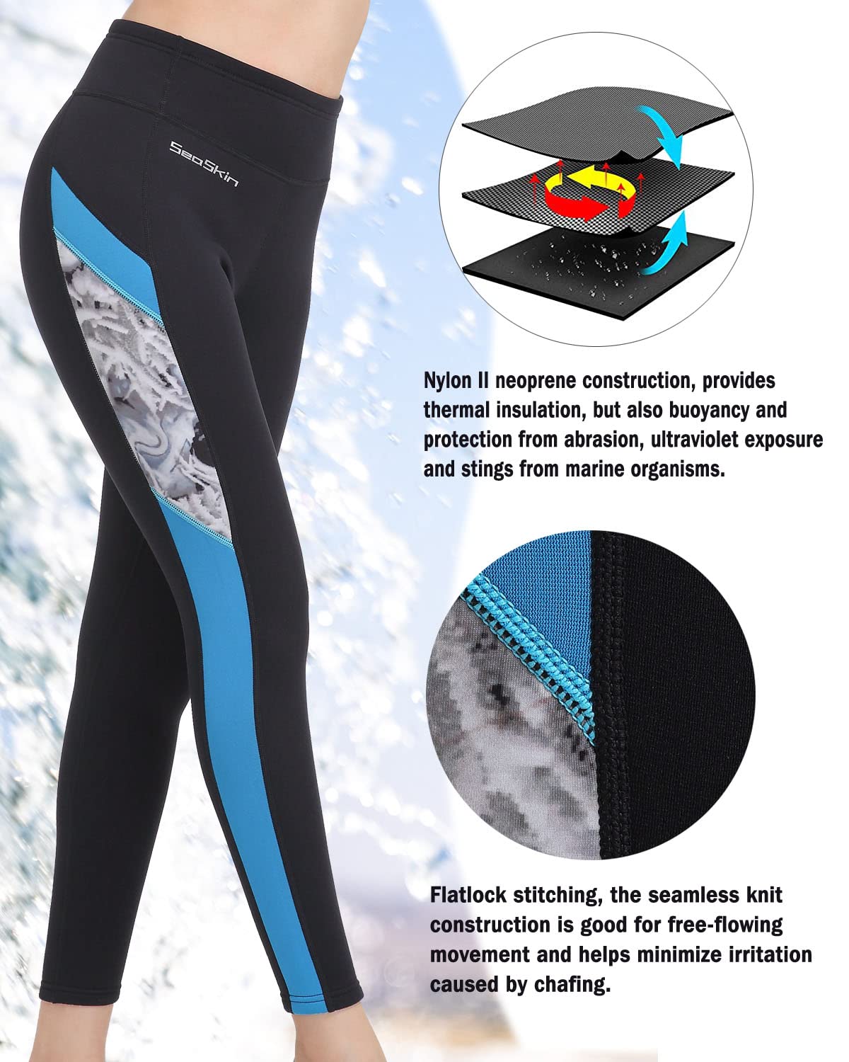 Seaskin Womens Wetsuit Pants 2mm for Diving Swimming Water Sport
