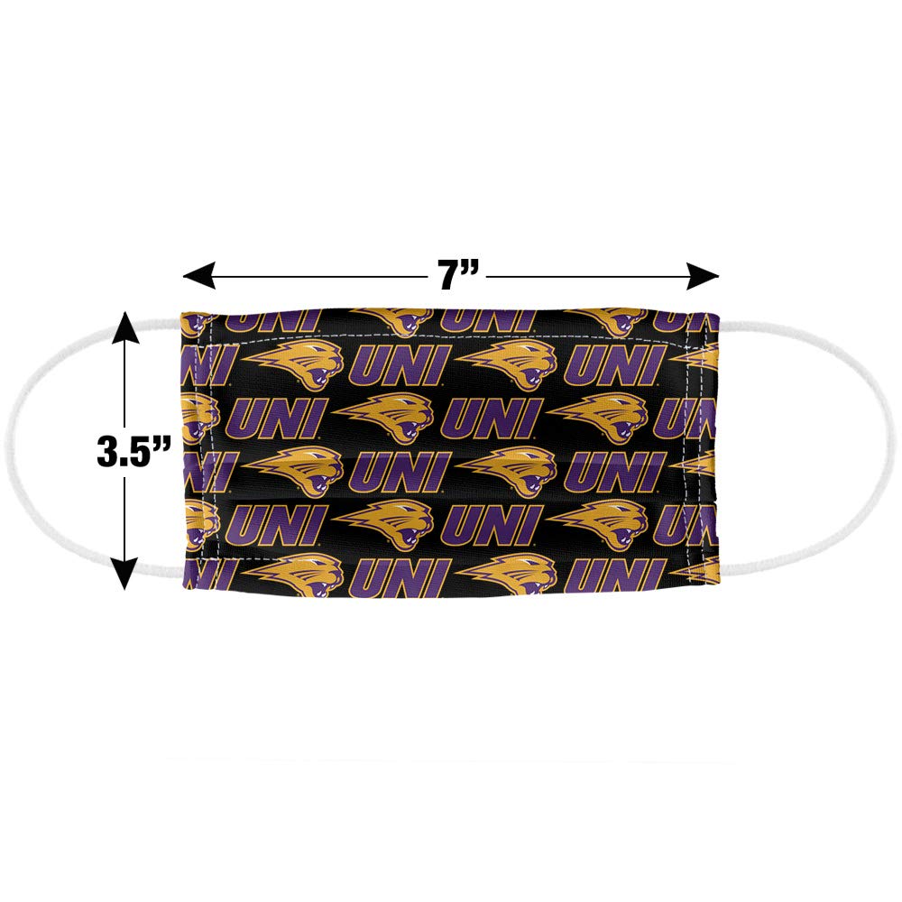 Popfunk University of Northern Iowa Logo Repeat - UNI Panthers Home 1-Ply Reusable Face Mask Covering with Adjustable Nose Wire, Unisex