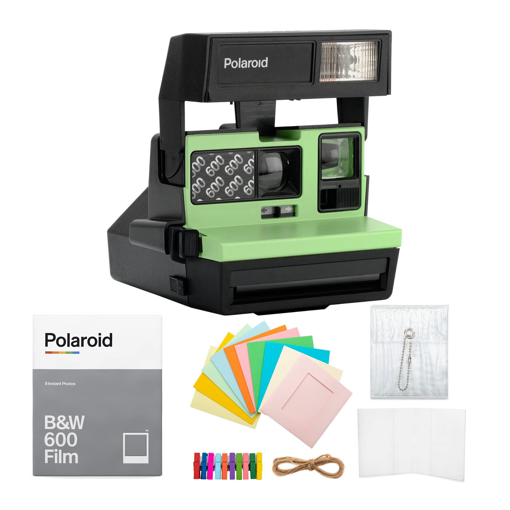 Polaroid 600 Instant Camera (Mint Green) with B&W Film and Accessory Bundle (3 Items)