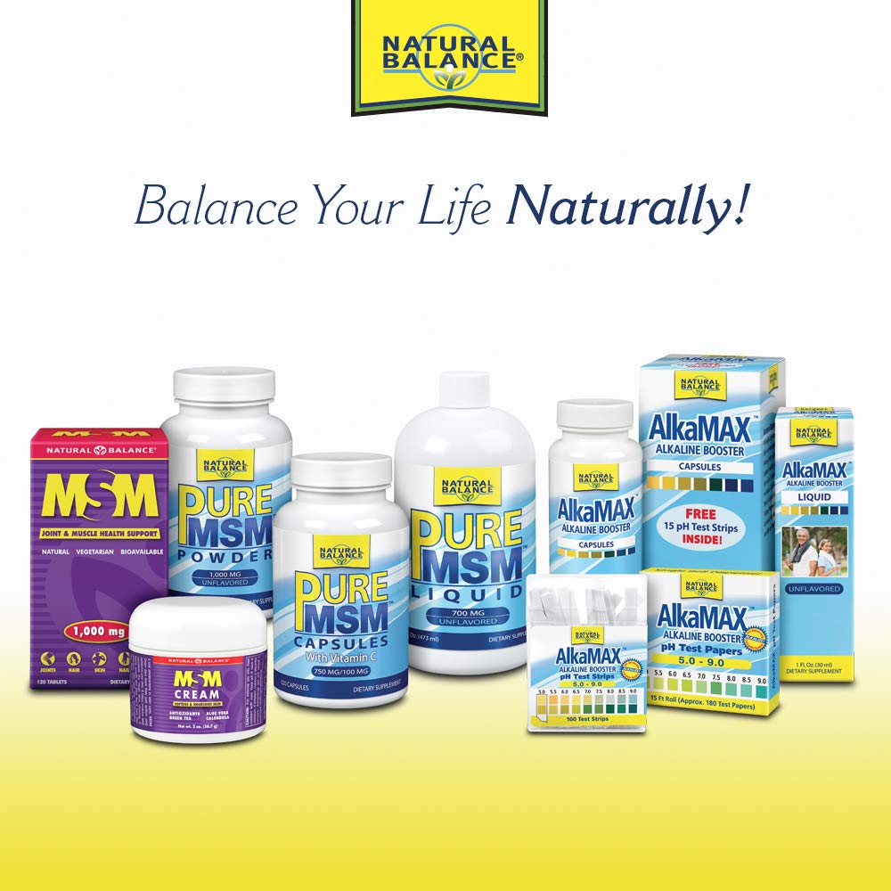 Natural Balance Pure MSM Capsules | Sulfur Supplement Helps Supports Joint Comfort, Collagen & Keratin Production | 120 Count