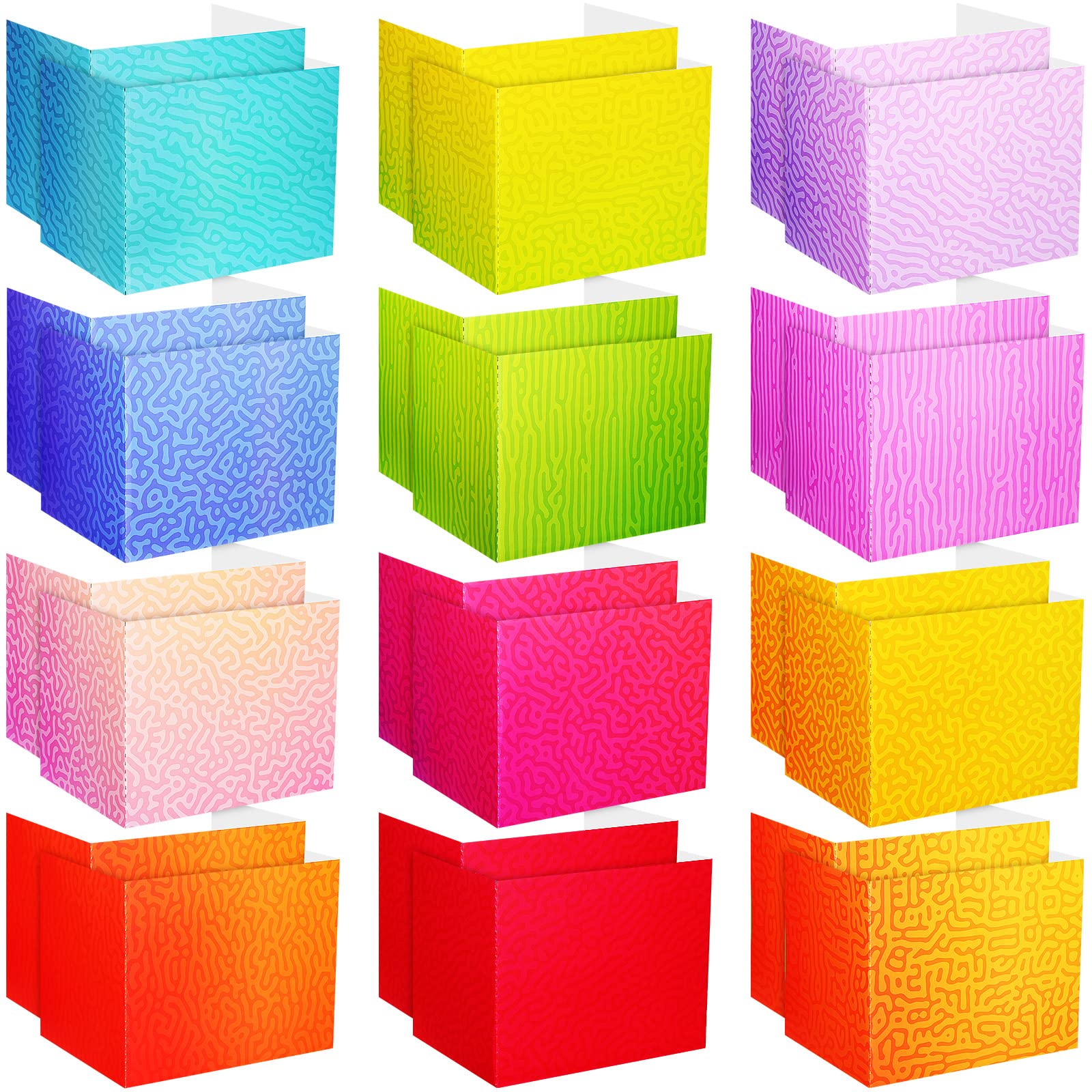 Satinior 24 Pcs Desk Dividers Privacy Boards for Student Classroom, 12 Colors Study Carrel for Student Desks, Desk Divider Bulk, Panel Privacy Folders for School Teacher Student Study (Swirl Style)