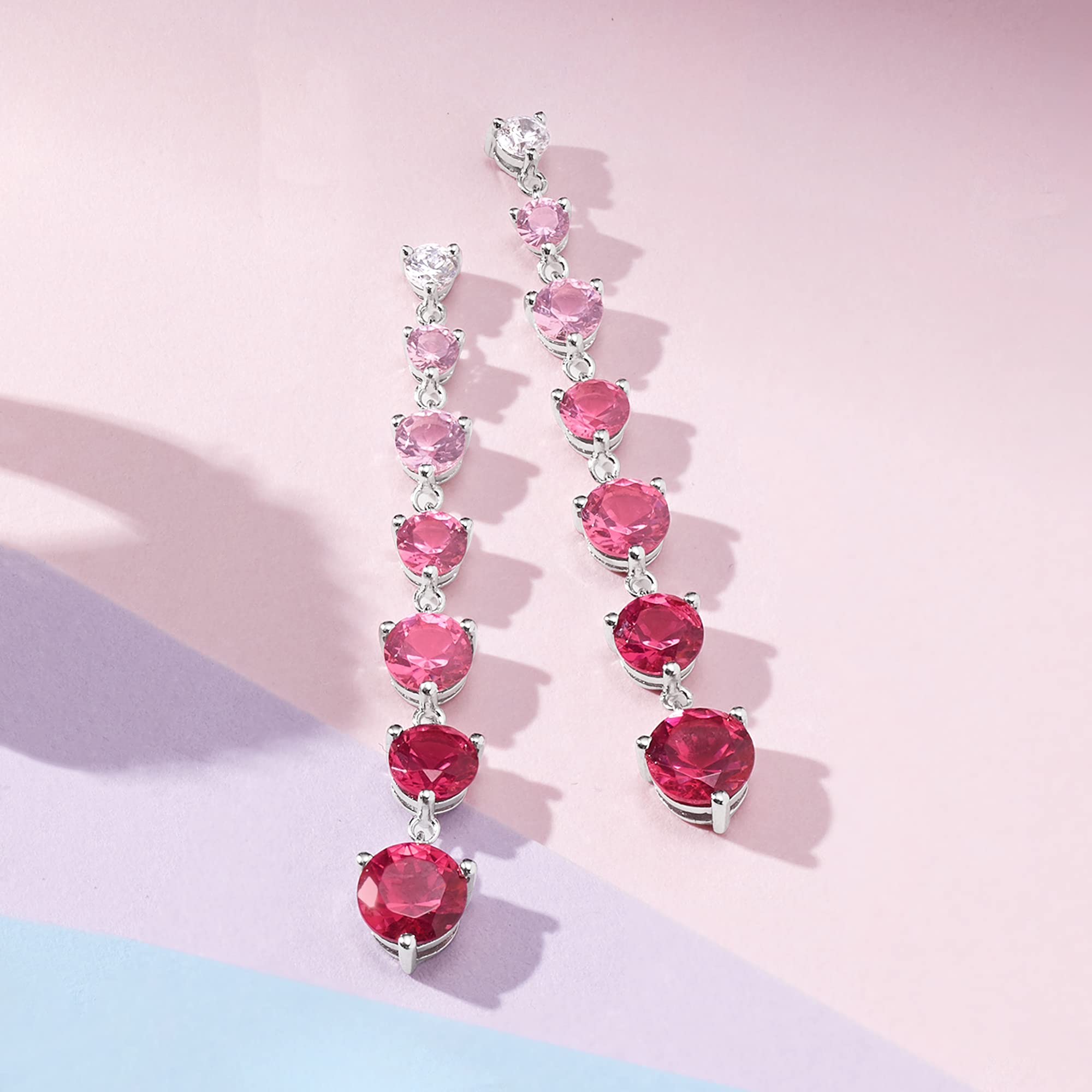 Ross-Simons 4.50 ct. t.w. Simulated Pink Sapphire and .20 ct. t.w. CZ Drop Earrings in Sterling Silver