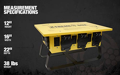 Southwire 019703R02 6506UGSX 50A Temp PWR X-TREME Box 6-Straight Blade SLED Base, 1 Pack, Yellow