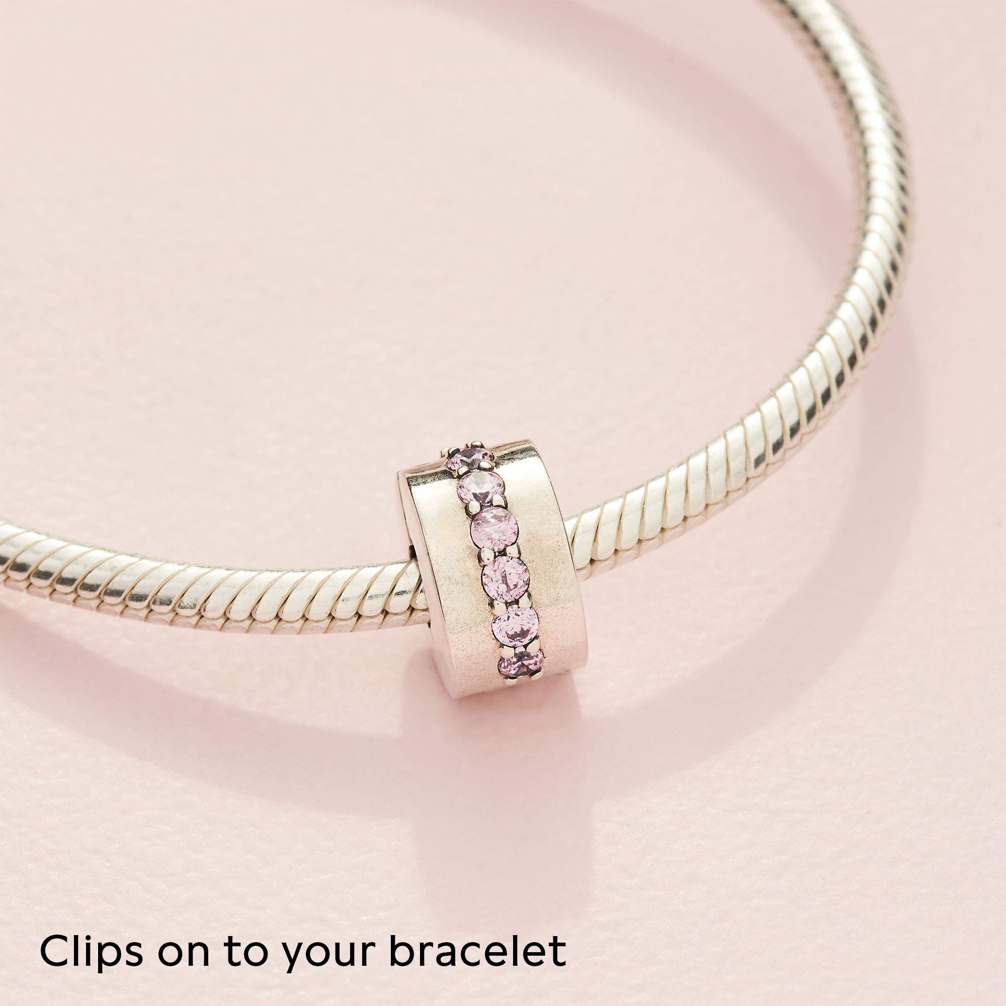 Pandora Jewelry Pink Sparkling Row Clip Cubic Zirconia Charm in Sterling Silver