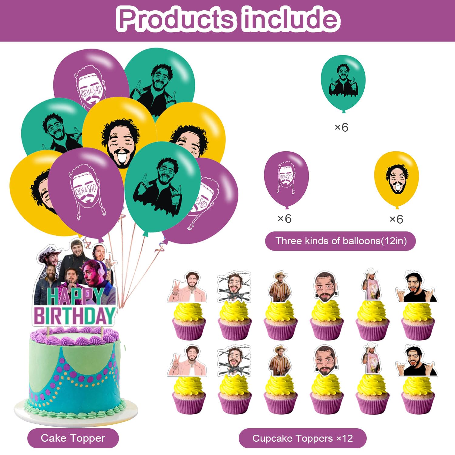 ๐๐ธ๐ผ๐ฝ ๐๐ช๐ต๐ธ๐ท๐ฎ Party Decorations,Birthday Party Supplies For ๐๐ธ๐ผ๐ฝ ๐๐ช๐ต๐ธ๐ท๐ฎ Party Supplies Includes Happy Birthday Banner, Balloons, Cupcake Toppers, Cake Topper for Boys And Girls