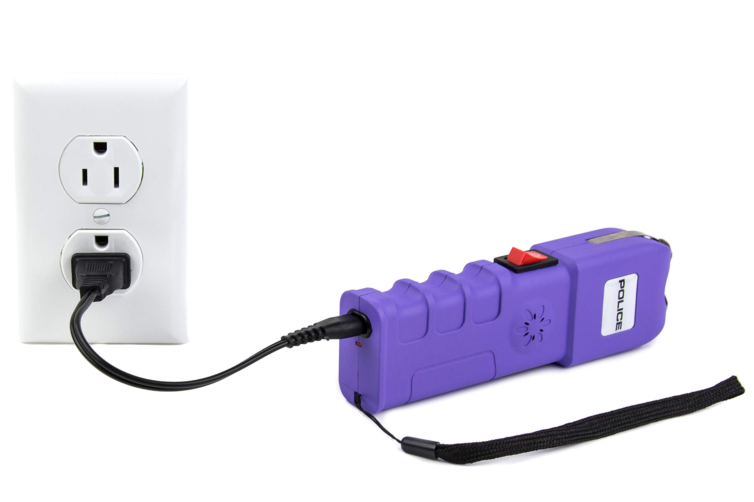 POLICE 928 Stun Gun with LED Flashlight and Siren Alarm, Purple