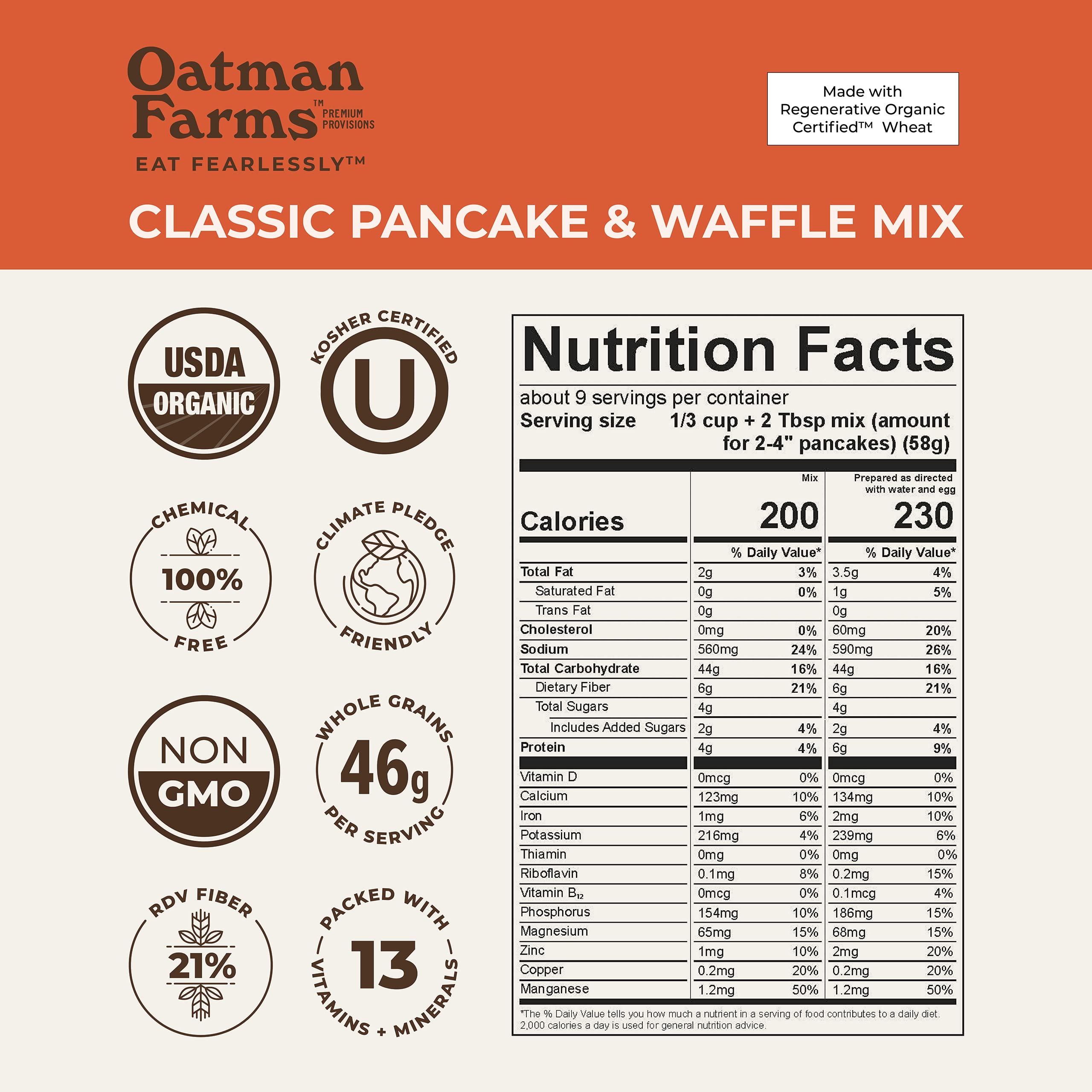 Organic Sourdough Bread & Pancake Mix - Regenerative Organic Certified Skagit 1109 & White Sonora Sourdough & Classic Buttermilk - Whole Wheat Bread Mix & Whole Wheat