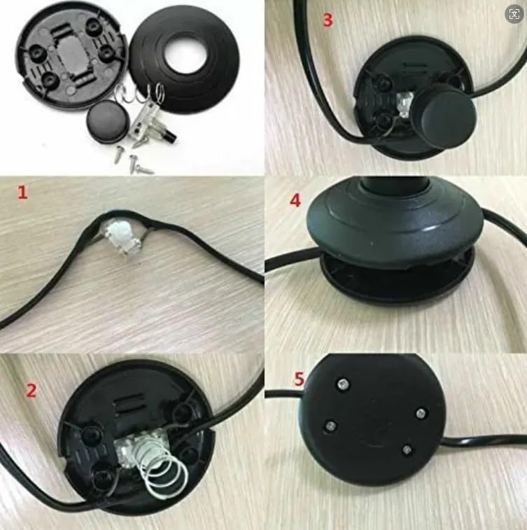 Tsnamay Black Floor Foot Switch,Round Floor Foot Switch Inline, Plastic Inline Foot Pedal Lamp Switch w/Push Step-on-Button for LED Light On-Off Control