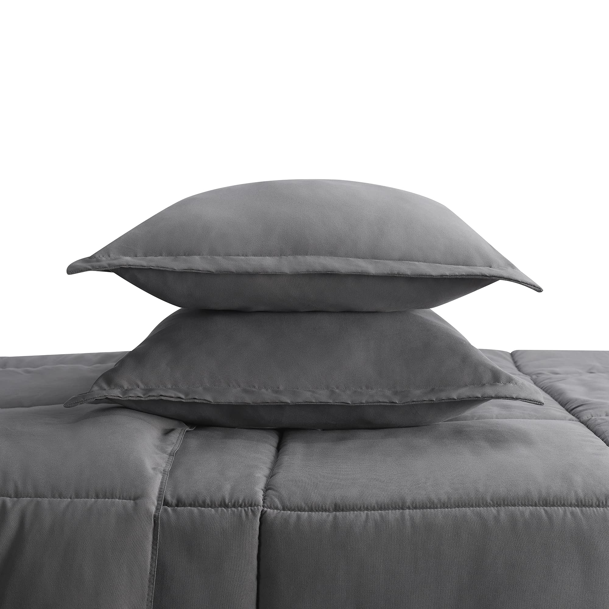 SERTA Simply Clean Ultra Soft Hypoallergenic Solid 3 Piece Comforter Set, King, Grey