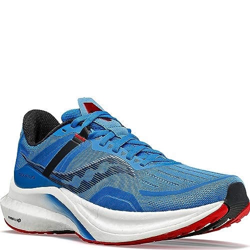 Saucony Men's Tempus Running Shoe Sneaker, Hydro/Poppy, 7.5