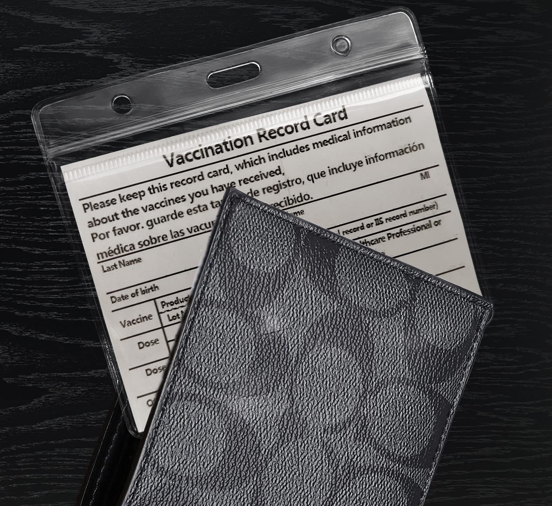 SUIXINFARO Waterproof Vaccination Card Protector, 10 Pack Plastic ID Holder for Card, Clear Sleeves with Hole Slots Lanyards, Vax Document Holders Resealable Zip, PVC - 4.25''x3'', Transparent