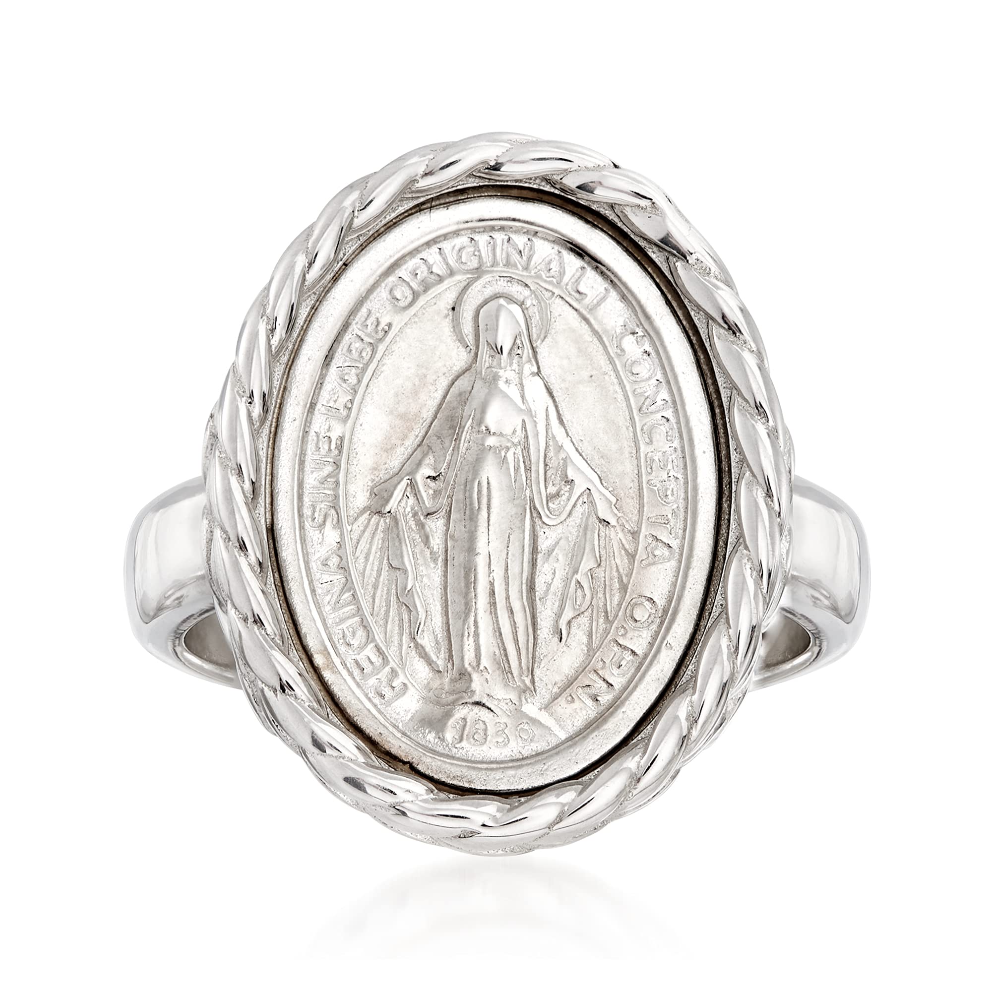 Ross-Simons Italian Sterling Silver Miraculous Medal Oval Ring. Size 9