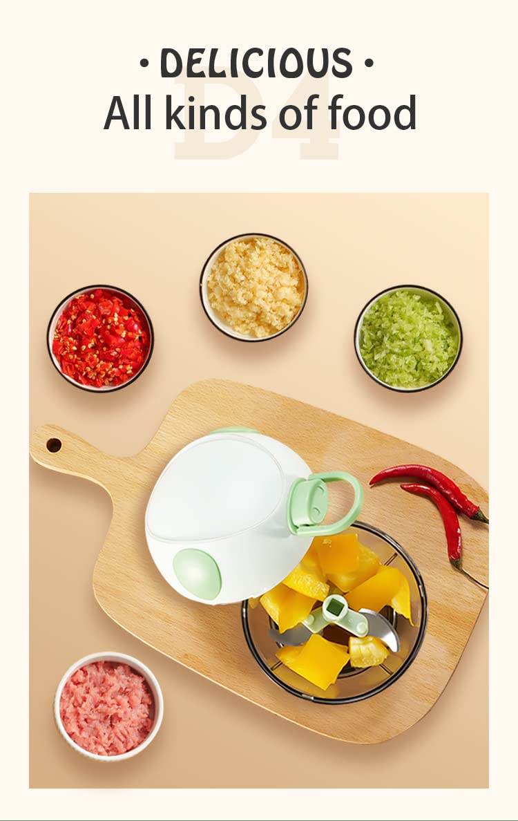 RYKKZ Garlic Press Small - Multi -Functional MIni Vegetable Processor-180ML,Can Chop Several Cloves Of Garlic At Once,Very Suitable For Chopping Garlic,Chili, And Peanut Onion, And Nuts.