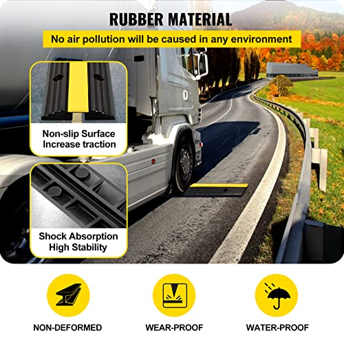 VEVOR Cable Protector Ramp, 3 Packs 1 Channel Hump, Heavy-Duty Modular Speed Bump Rated 22046 LBS Load Capacity, Protective Wire Cord Ramp Driveway Rubber Traffic Speed Bumps