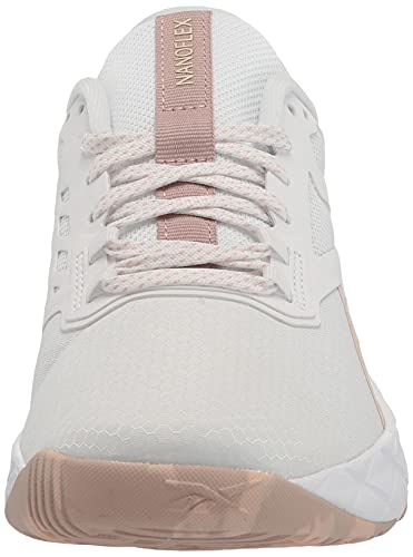 Reebok womens Nanoflex Cross Trainer, White/Soft Ecru/Rose Gold, 8.5 US
