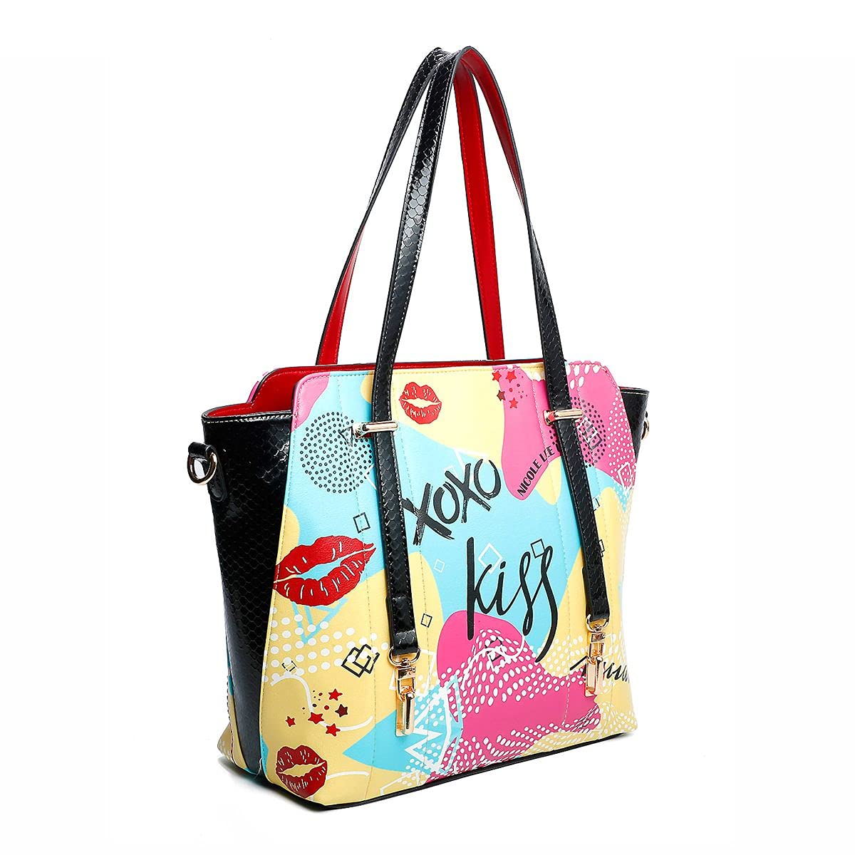 Nicole Lee XOXO KISSES FASHION SHOPPER BAG