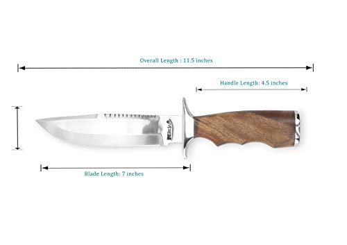 Perkin Fixed Blade Hunting Knife with Leather Sheath - 440C Steel Blade