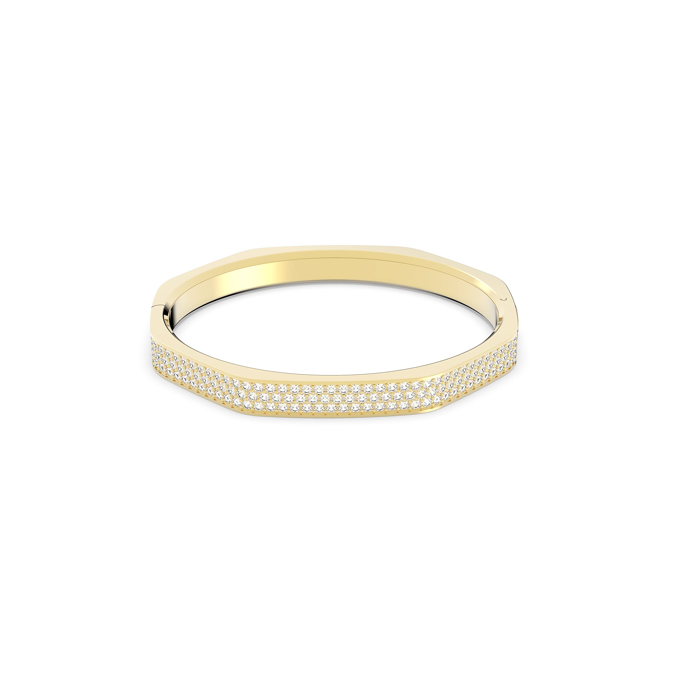 Swarovski Dextera bangle, Octagon, Pavé, White, Gold-tone plated