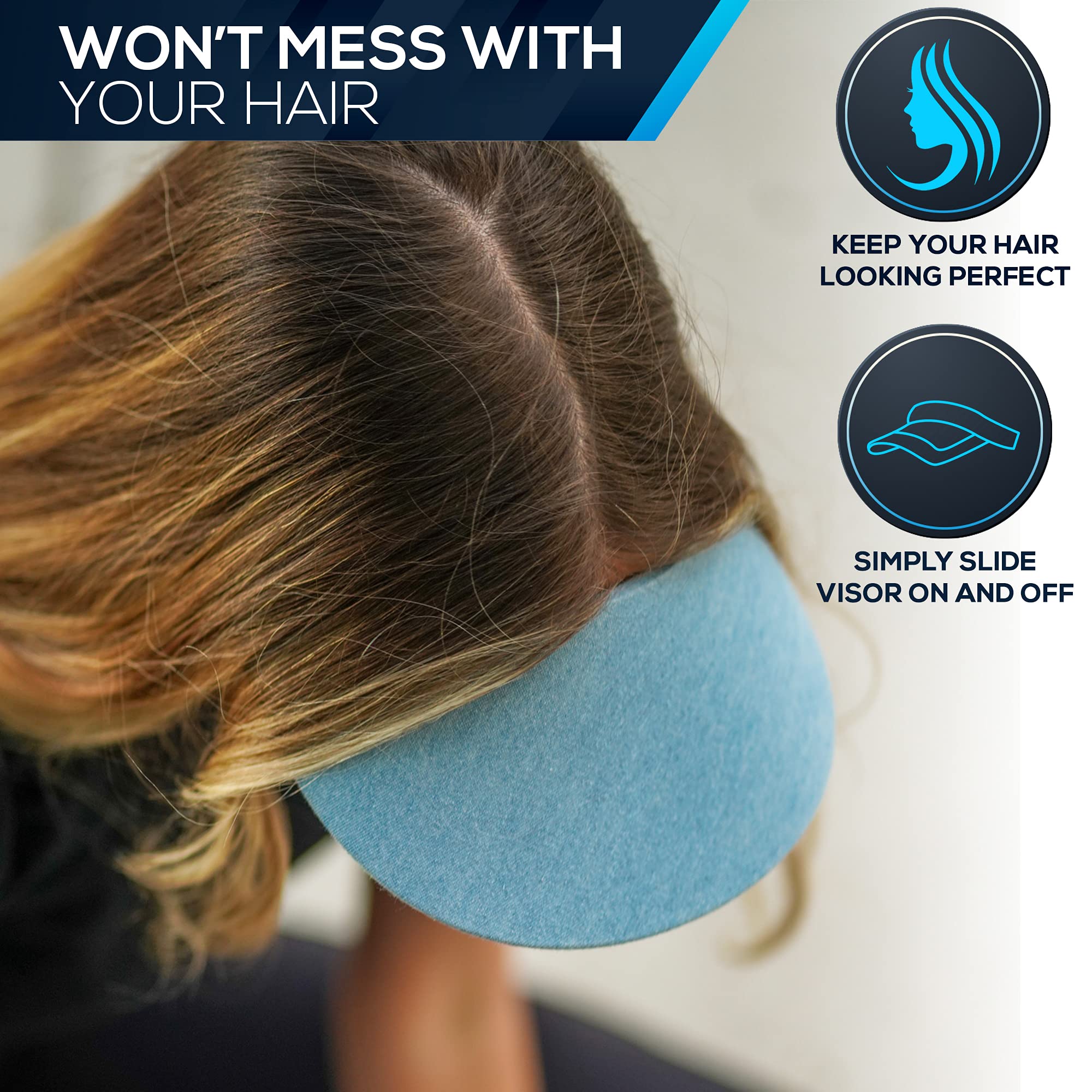 No Headache Women’s Sun Visor Round Brim Sun Visor Golf Visor Tennis Visor Pure White