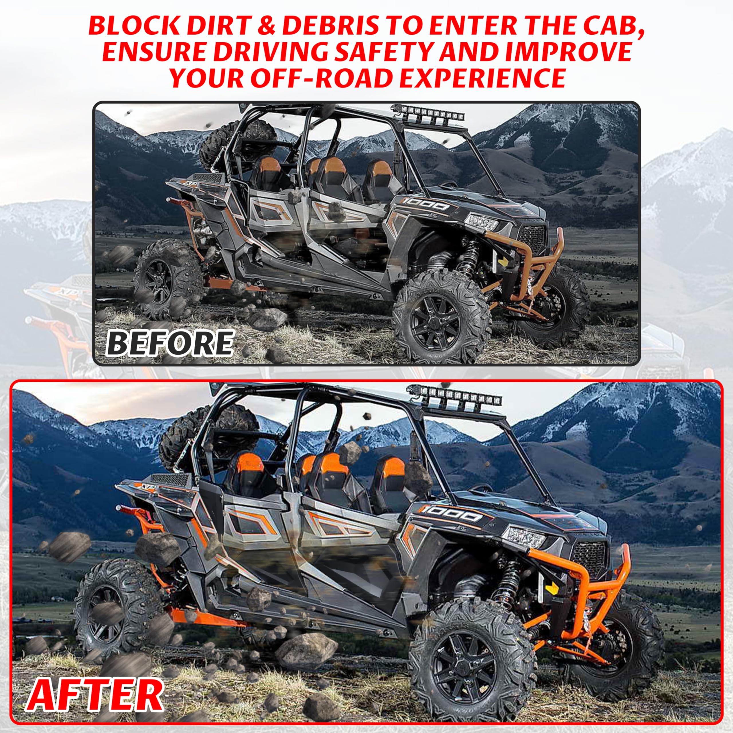 SAUTVS Lower Door Panels for Polaris RZR XP4 1000, 4 Seater Lower Half Door Inserts with Built-in Metal Frame for 2014-2023 Polaris RZR XP 4 1000 Turbo S 900 EPS(4 Doors, Replace #2879942)