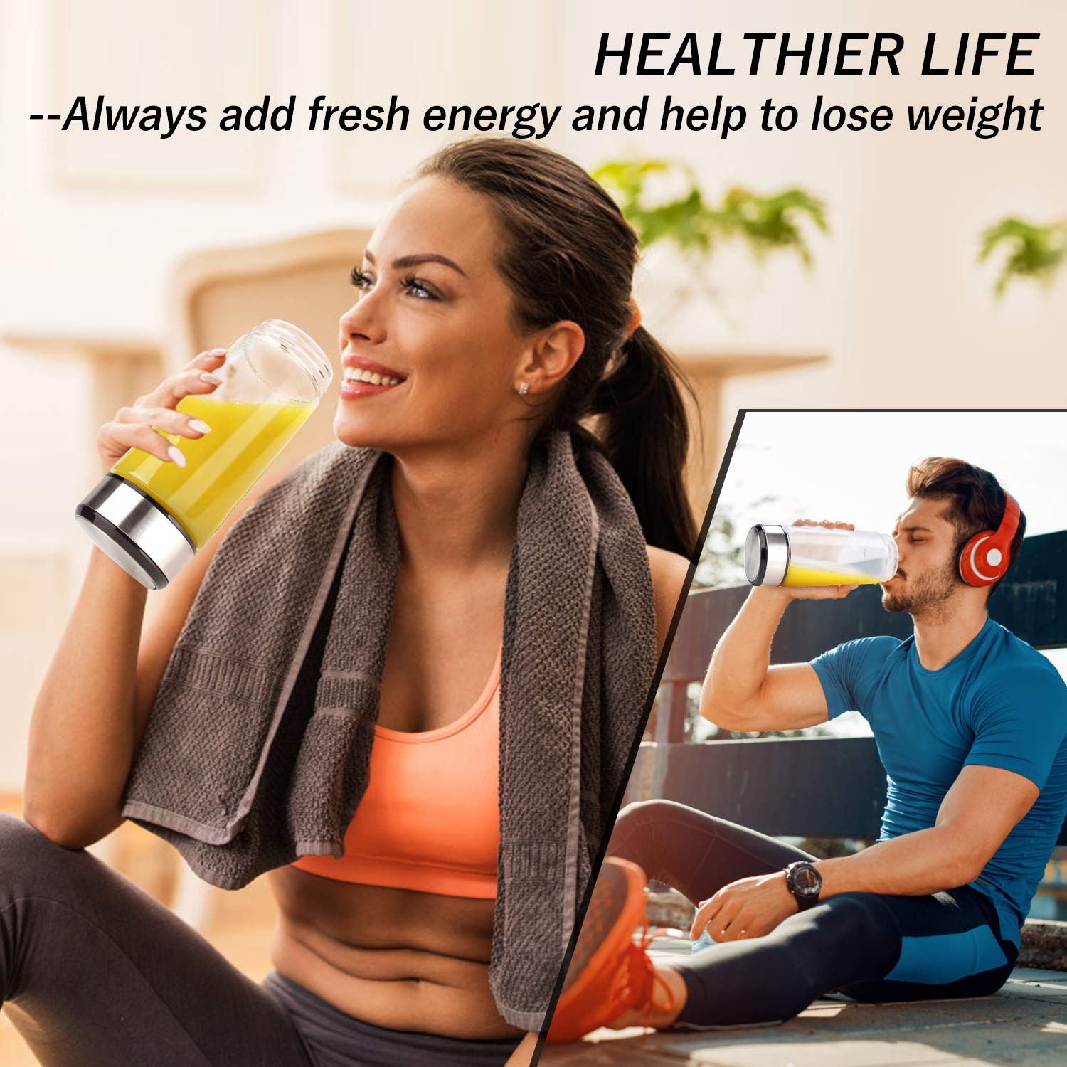 Portable Blender Glass, PopBabies Smoothie Blender to go, Personal Blender Protein Shaker